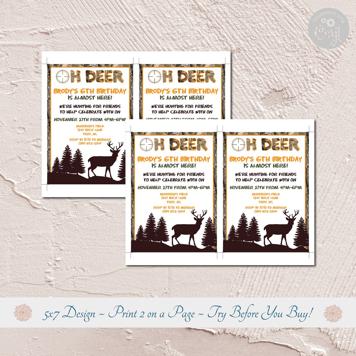 Hunting Birthday Invitation, Deer Birthday Invitation, Buck Party, Man ...