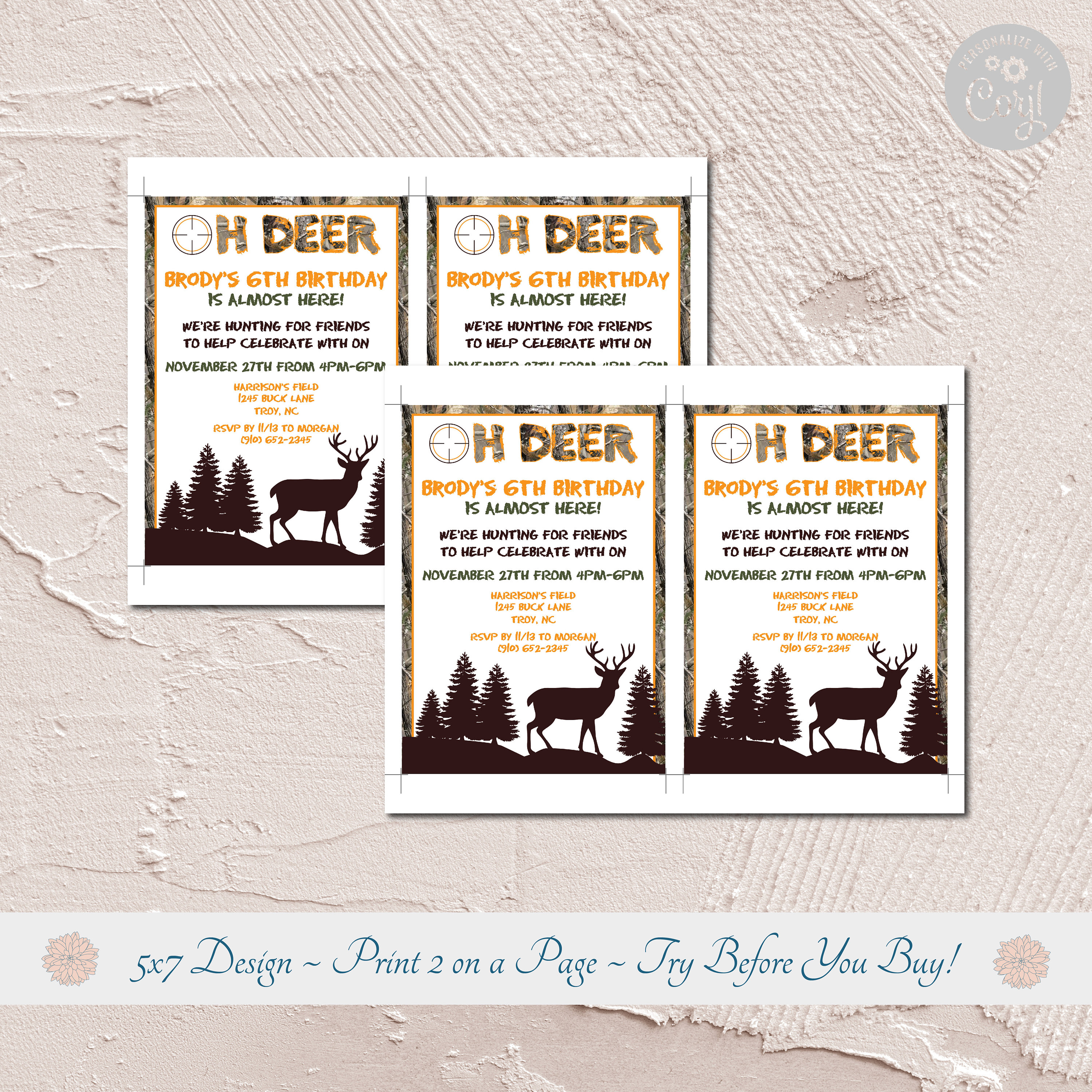 Hunting Birthday Invitation Deer Birthday Invitation Buck Party Man ...