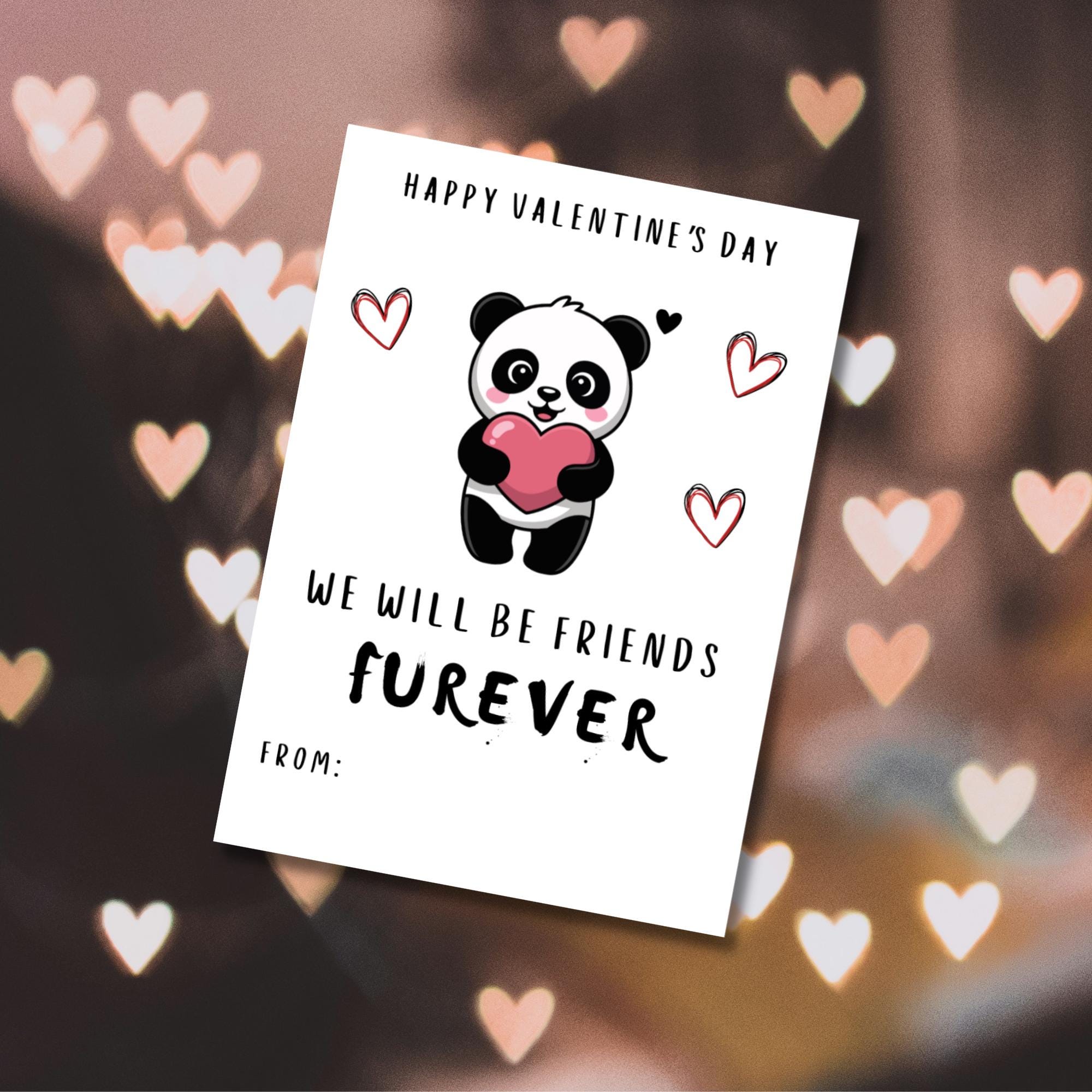 Funny Panda Valentine Cards Classroom Printable Kids School Valentines ...