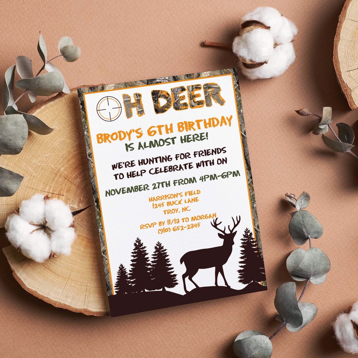 Hunting Birthday Invitation, Deer Birthday Invitation, Buck Party, Man ...