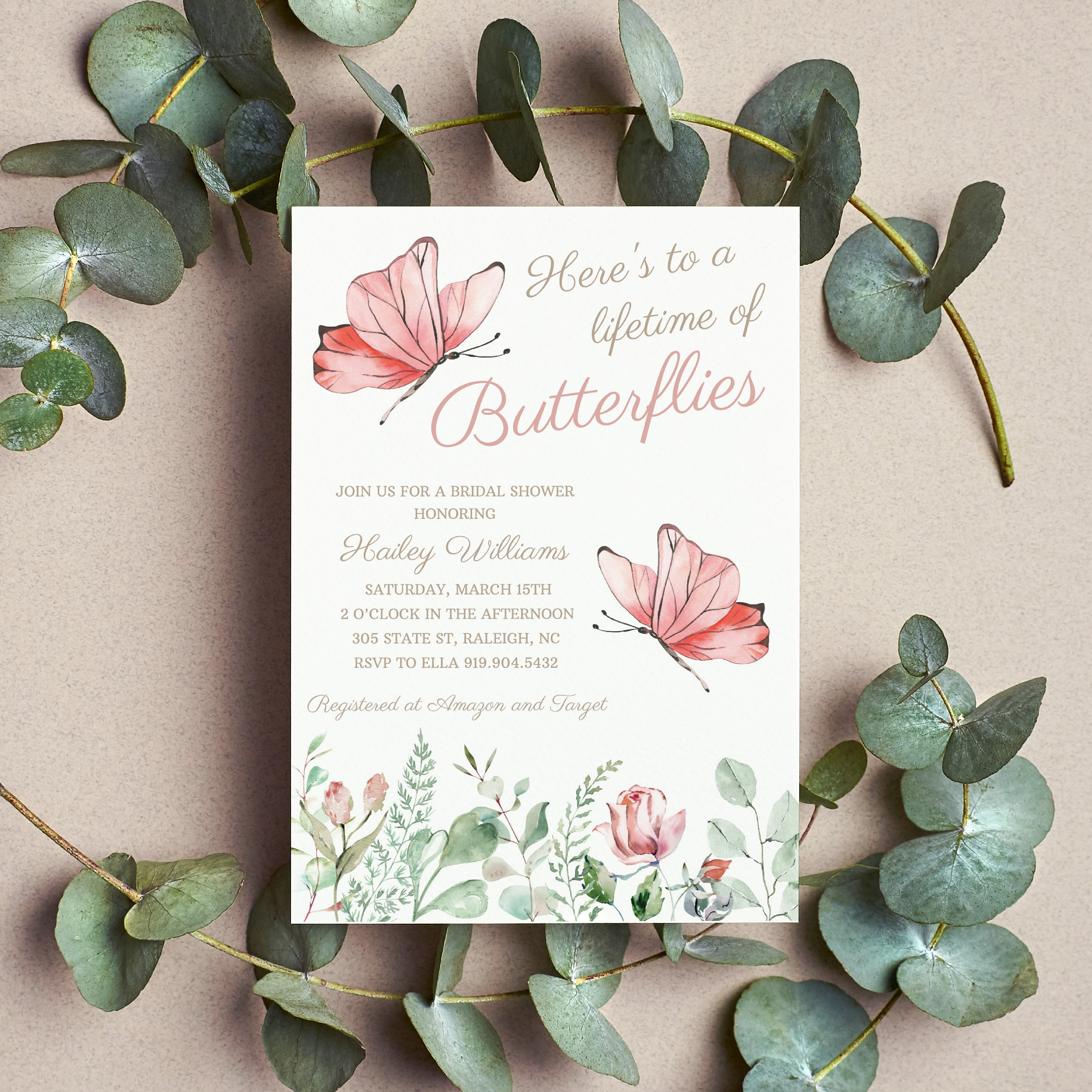 Butterfly Bridal Shower Invitation Floral Bridal Shower Invite Heres