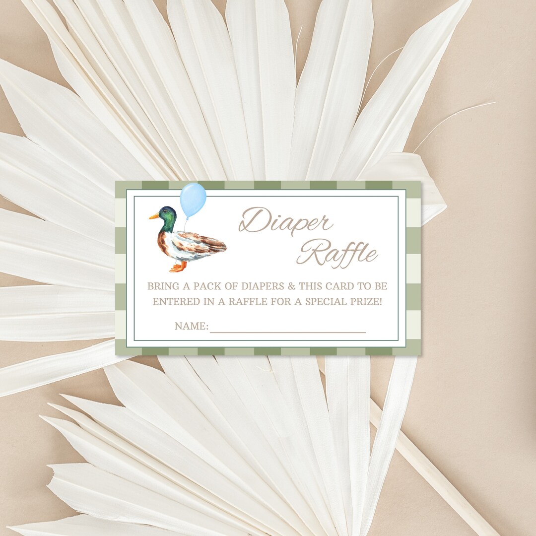 Duck Diaper Raffle Tickets Duck Baby Shower Invitation Insert Duck Baby ...