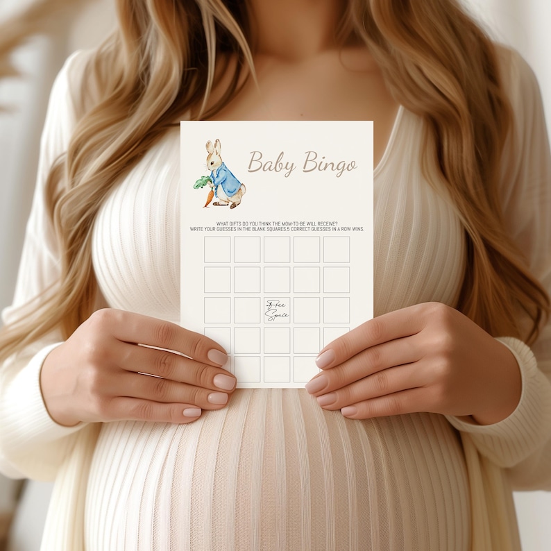 Peter Rabbit Baby Bingo Card Boy Rabbit Baby Shower Bingo Blue Bunny ...