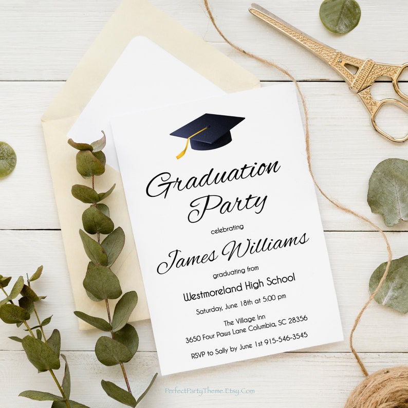 Modern Graduation Invitation Template Minimalist Graduation - Etsy