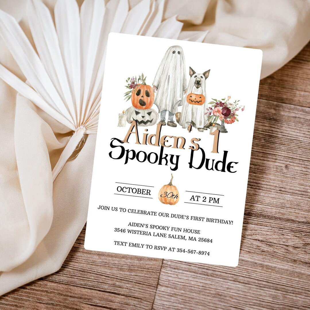 Halloween 1st Birthday Party Invitation, October First Birthday Party ...