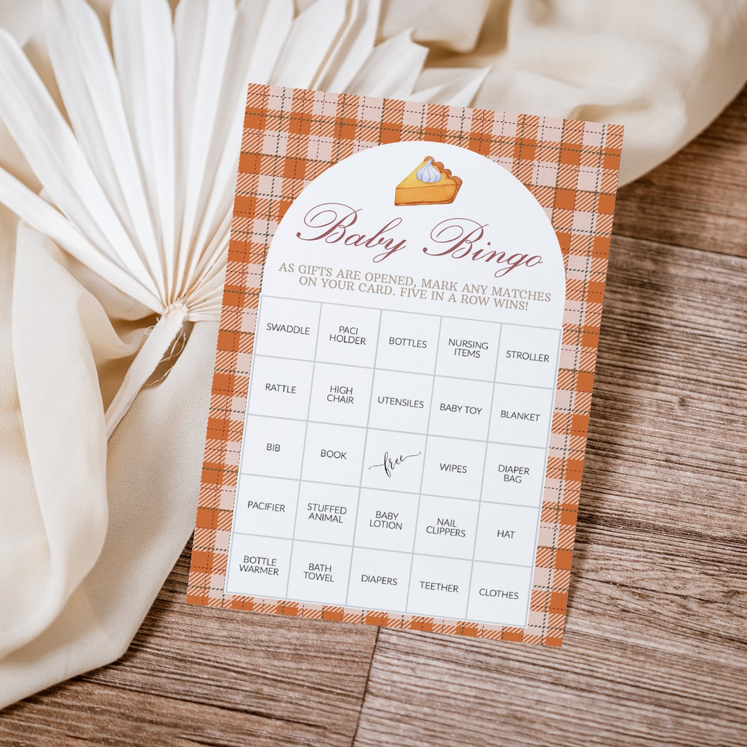 Fall Baby Shower Bingo, Cutie Pie Baby Shower, Printable Bingo Cards ...