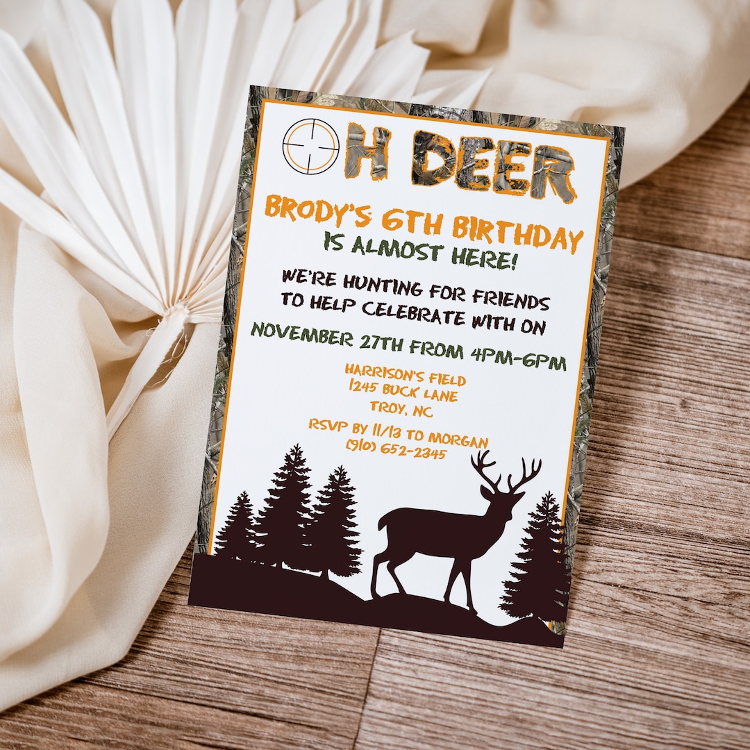 Hunting Birthday Invitation Deer Birthday Invitation Buck Party Man ...