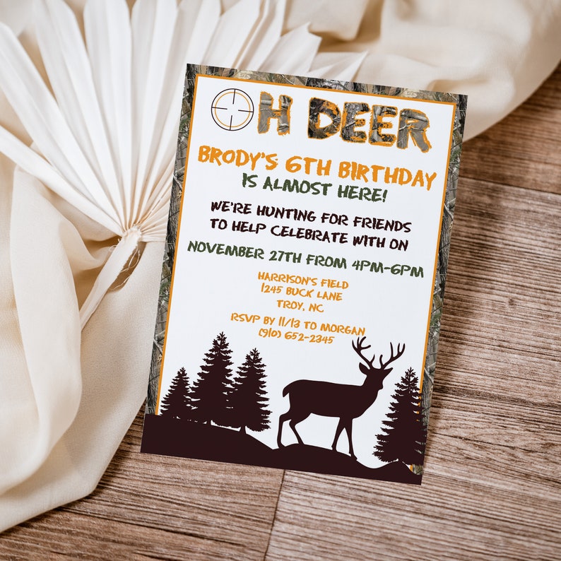 Hunting Birthday Invitation Deer Birthday Invitation Buck Party Man ...