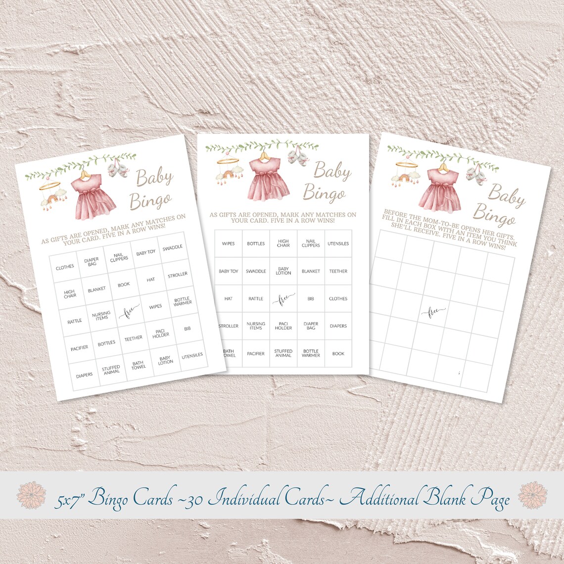 Girl Baby Shower Bingo, Printable Bingo Cards, Instant Download, Pre ...