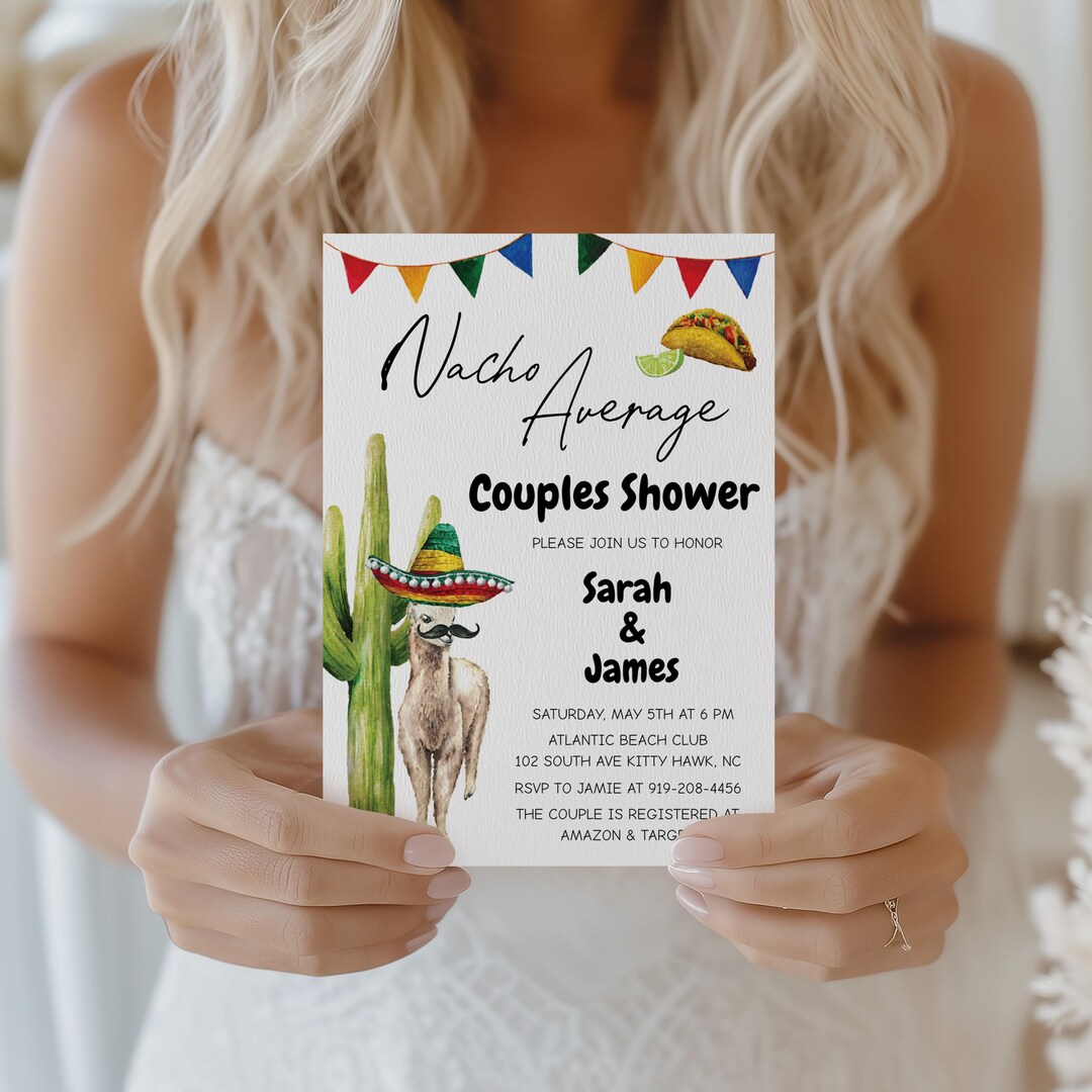 Mexican Theme Couples Bridal Shower Invitation Editable Template Taco ...