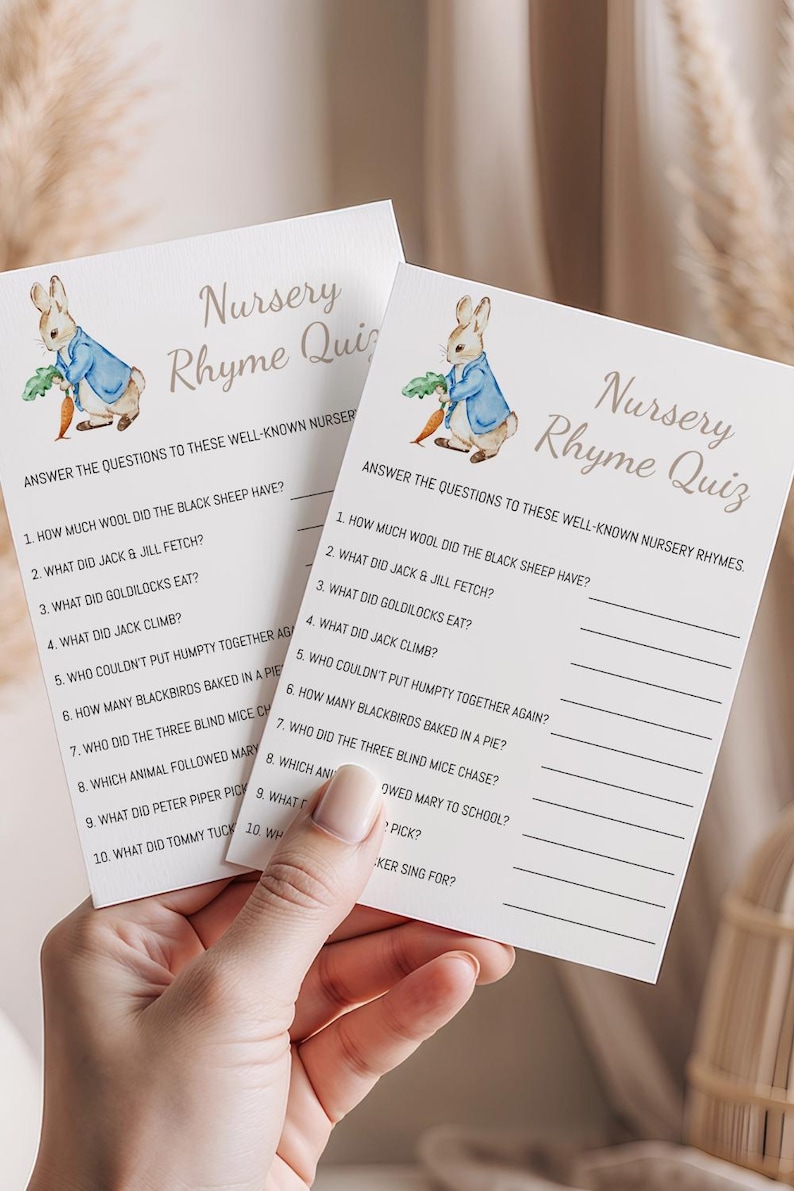 Peter Rabbit Nursery Rhyme Game Boy Rabbit Baby Shower Unique Fun Game ...