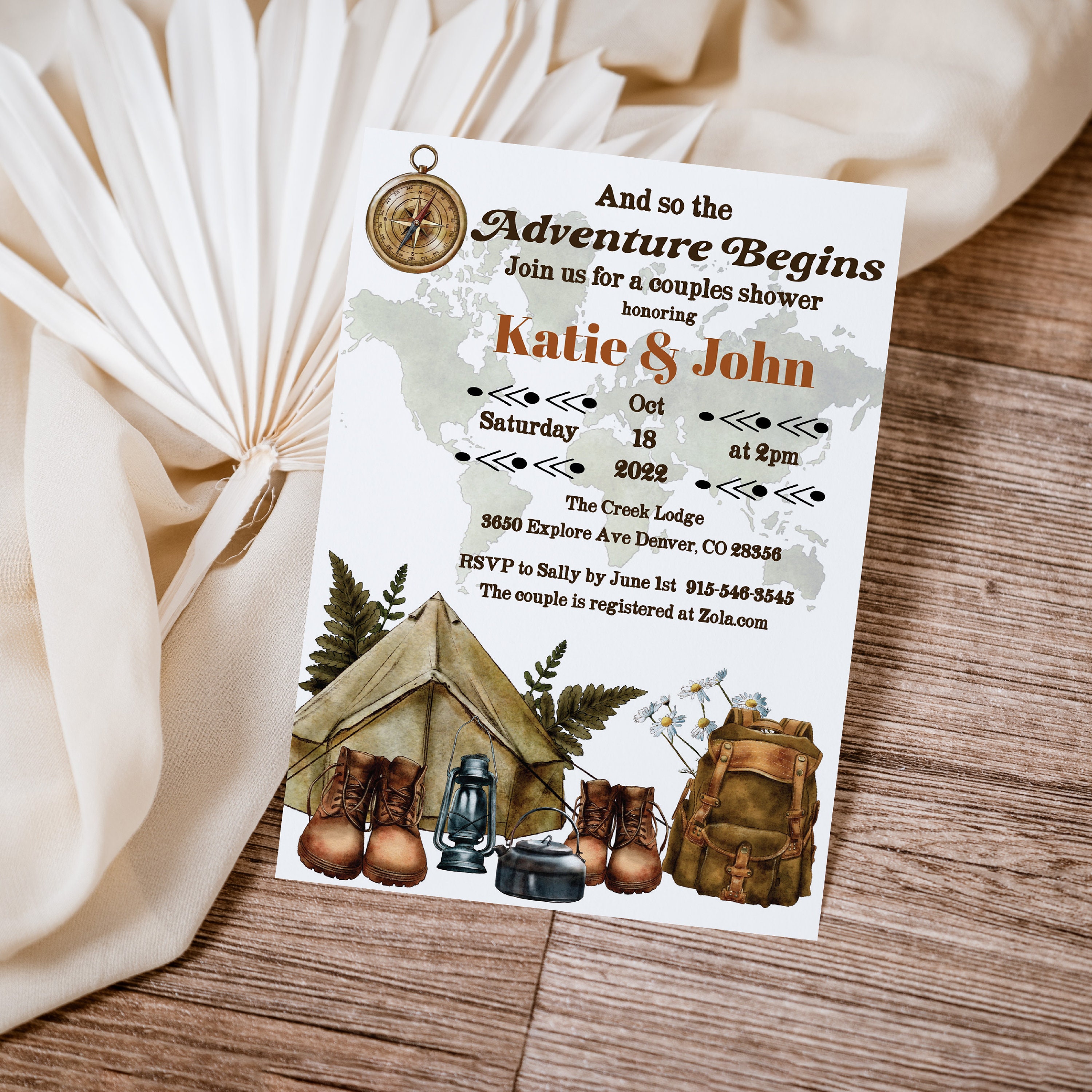 Let the Adventure Begin Couples Shower Invitation Hiking Shower Invite ...