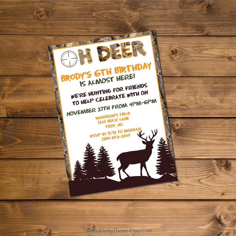 Hunting Birthday Invitation Deer Birthday Invitation Buck - Etsy