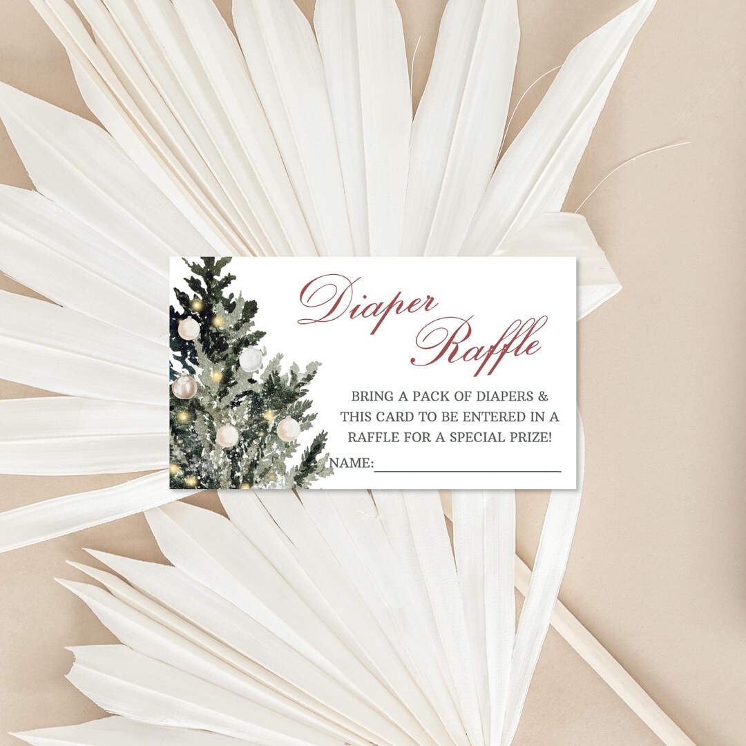 Christmas Diaper Raffle Tickets, Winter Baby Shower, Invitation Insert ...