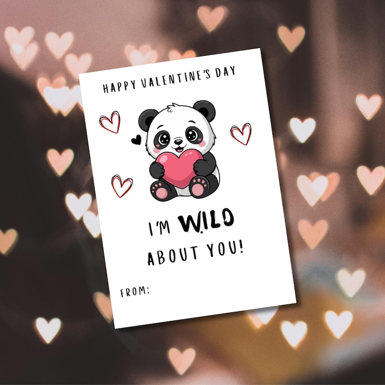 Funny Panda Valentine Cards Classroom Printable Kids School Valentines ...