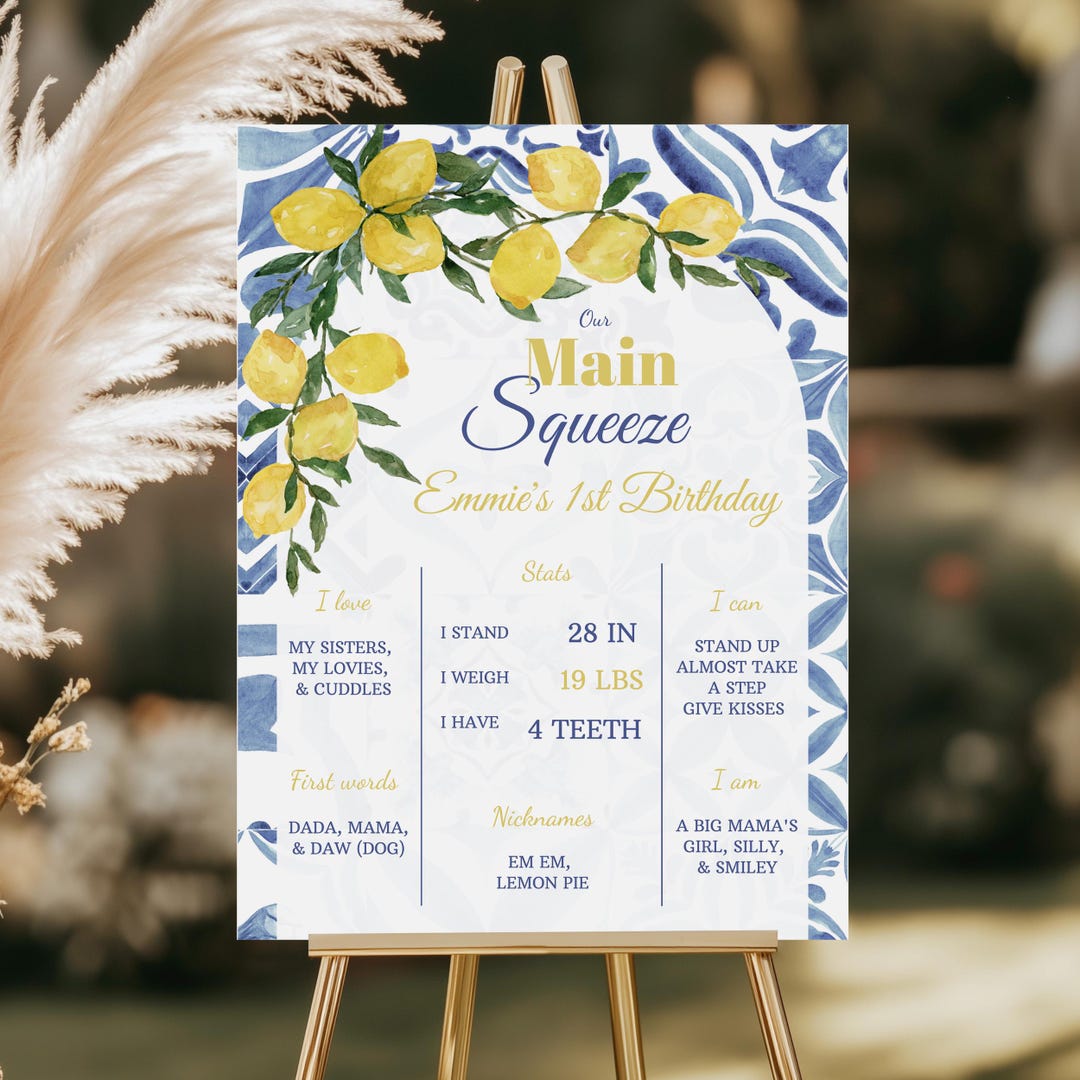 Lemon Milestone Sign Our Main Squeeze 1st Birthday Party Decor First ...