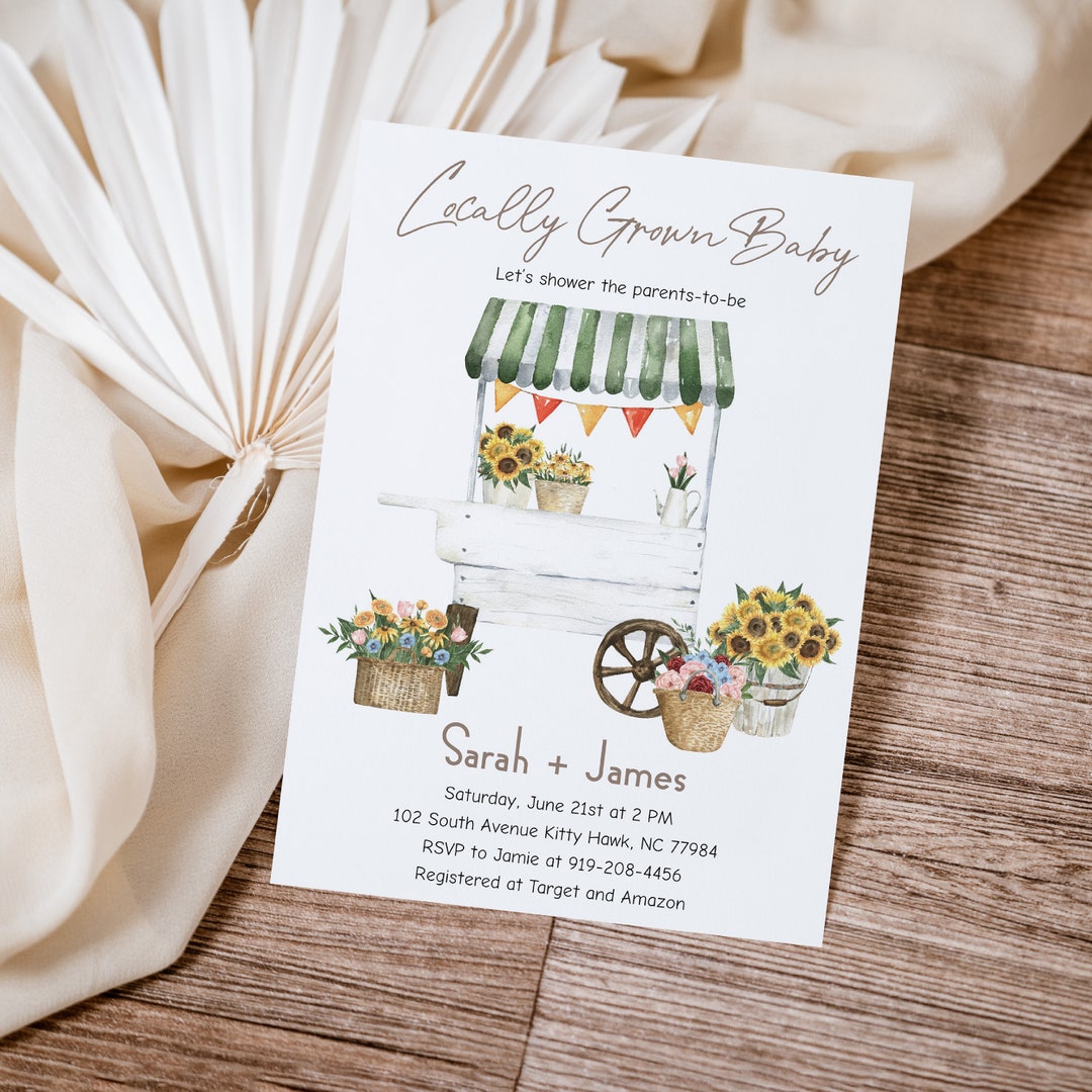 Flower Market Baby Shower Invitation, Locally Grown Baby Shower Invite ...