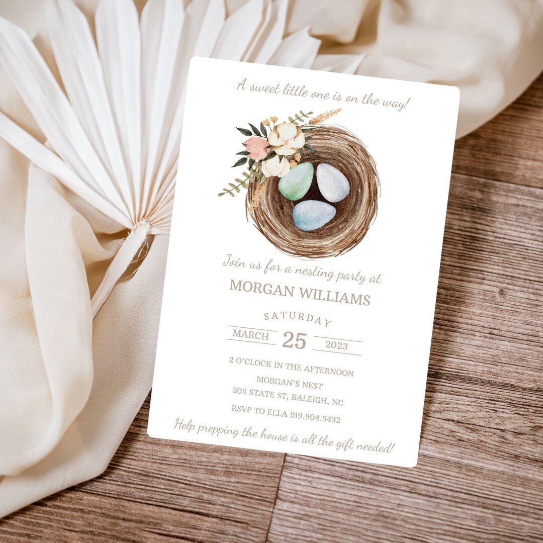 Nesting Party Invitation, Nesting Shower Invite, Gender Neutral Bird ...