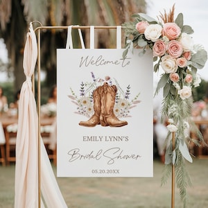 Western Welcome Sign Boots and Wildflowers Bridal Shower Decor Cowgirl ...