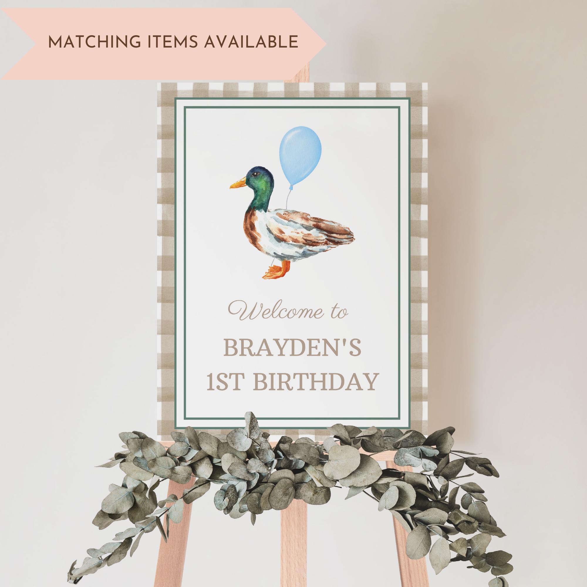 One Lucky Duck Birthday Banner Duck First Birthday Boy 1st Birthday ...
