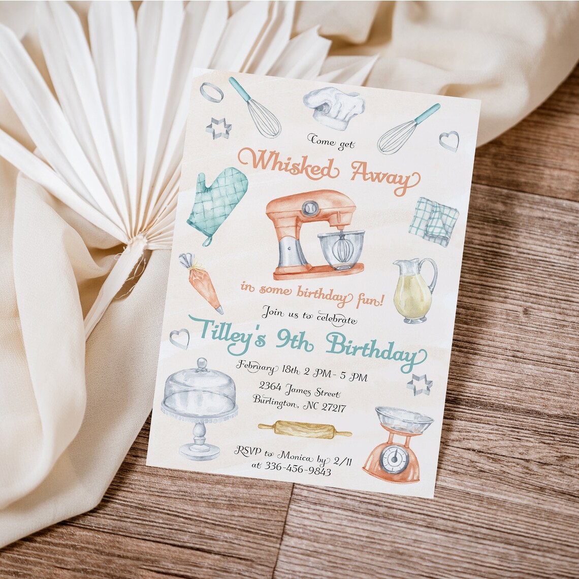 Baking Birthday Party Invitation, Kitchen Birthday Party Invite ...