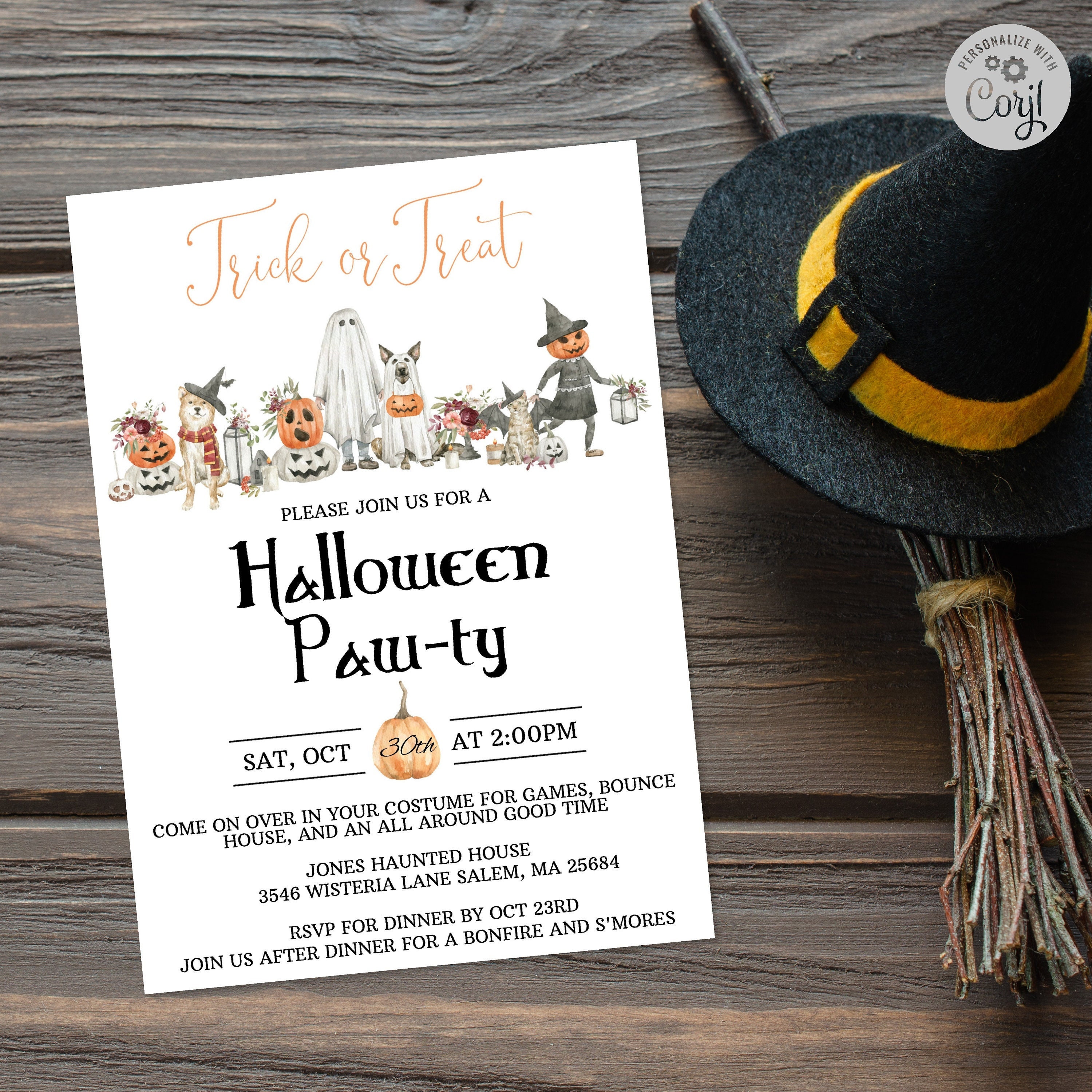 Halloween Dog Party Invites - Etsy