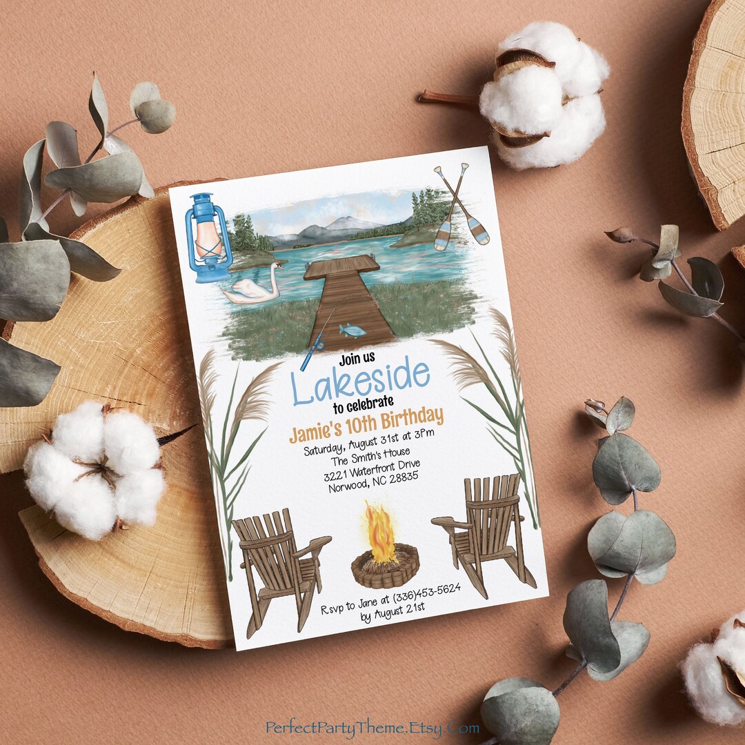 Lake Party Invitation Lake Birthday Invitation Retirement - Etsy