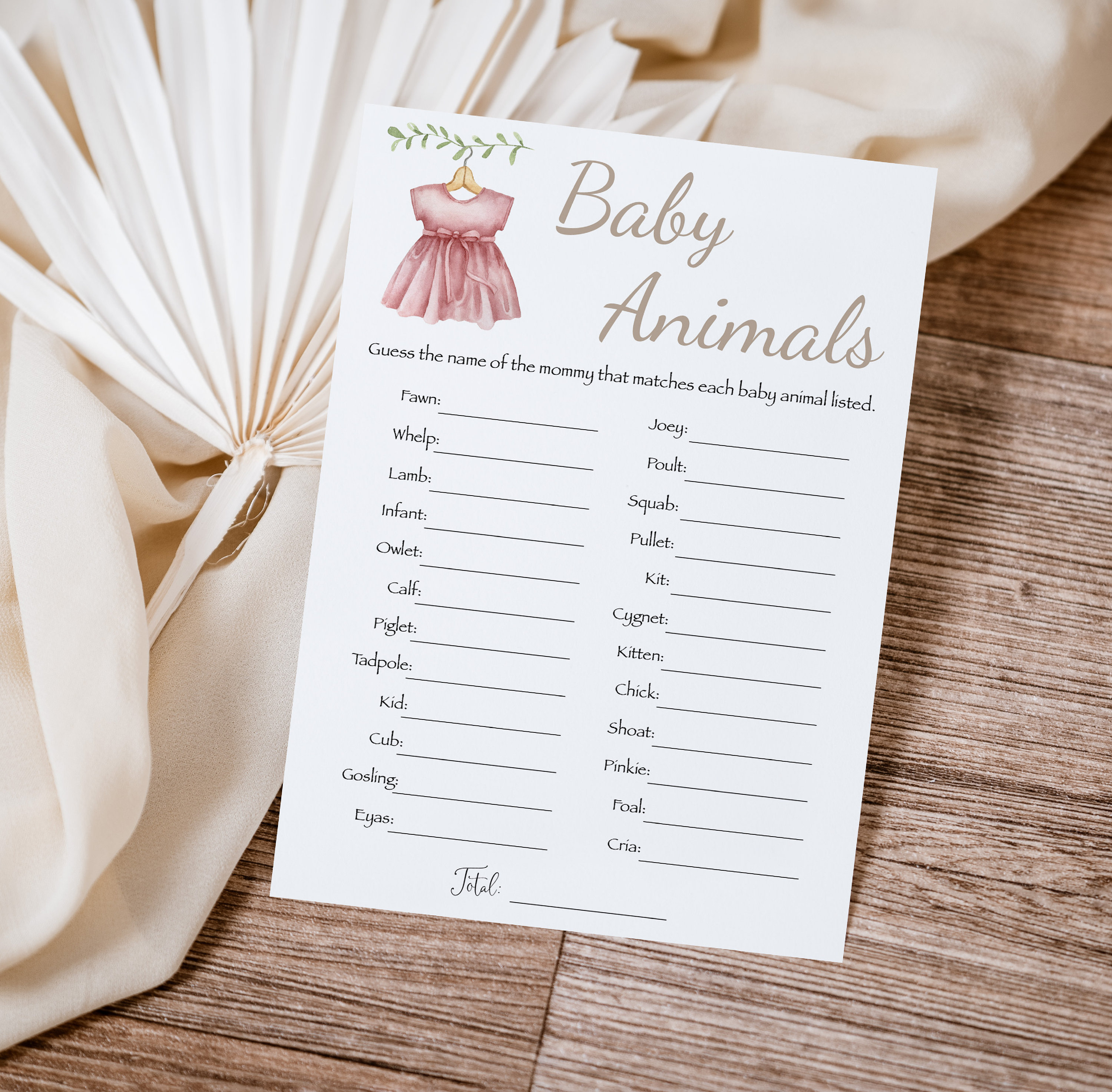 Baby Animal Game, Printable Baby Shower Game, Girl Baby Shower, Boho ...