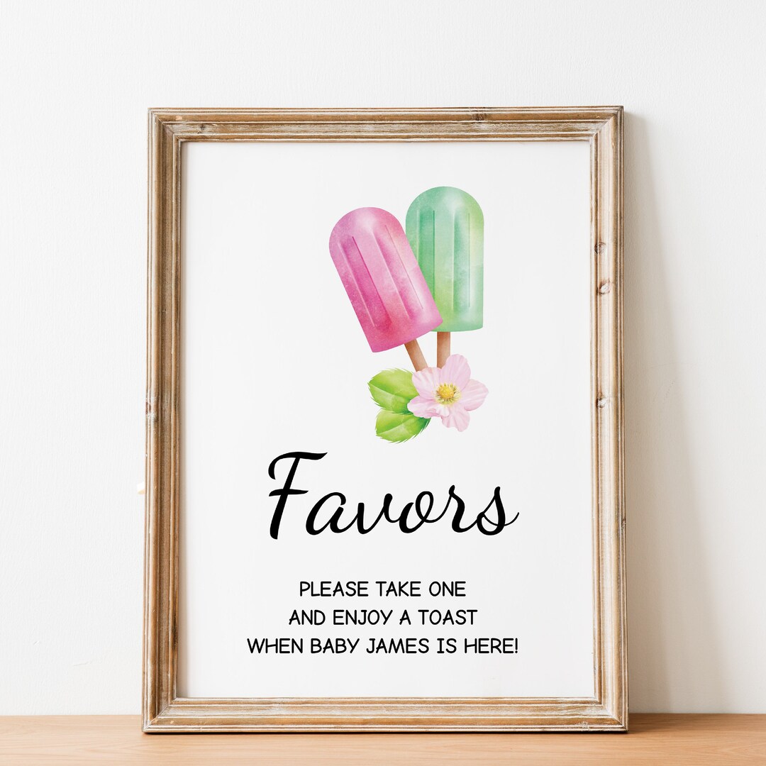 Pink Popsicle Favors Sign, Pop It When She Pops Favor Sign, Popsicle ...