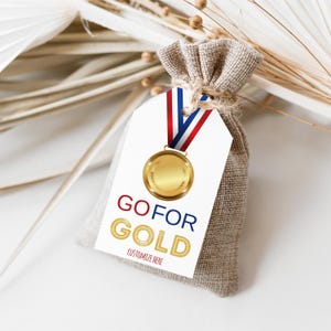 Go for Gold Olympic Favor Tag, Thank You Card (printable) - Etsy