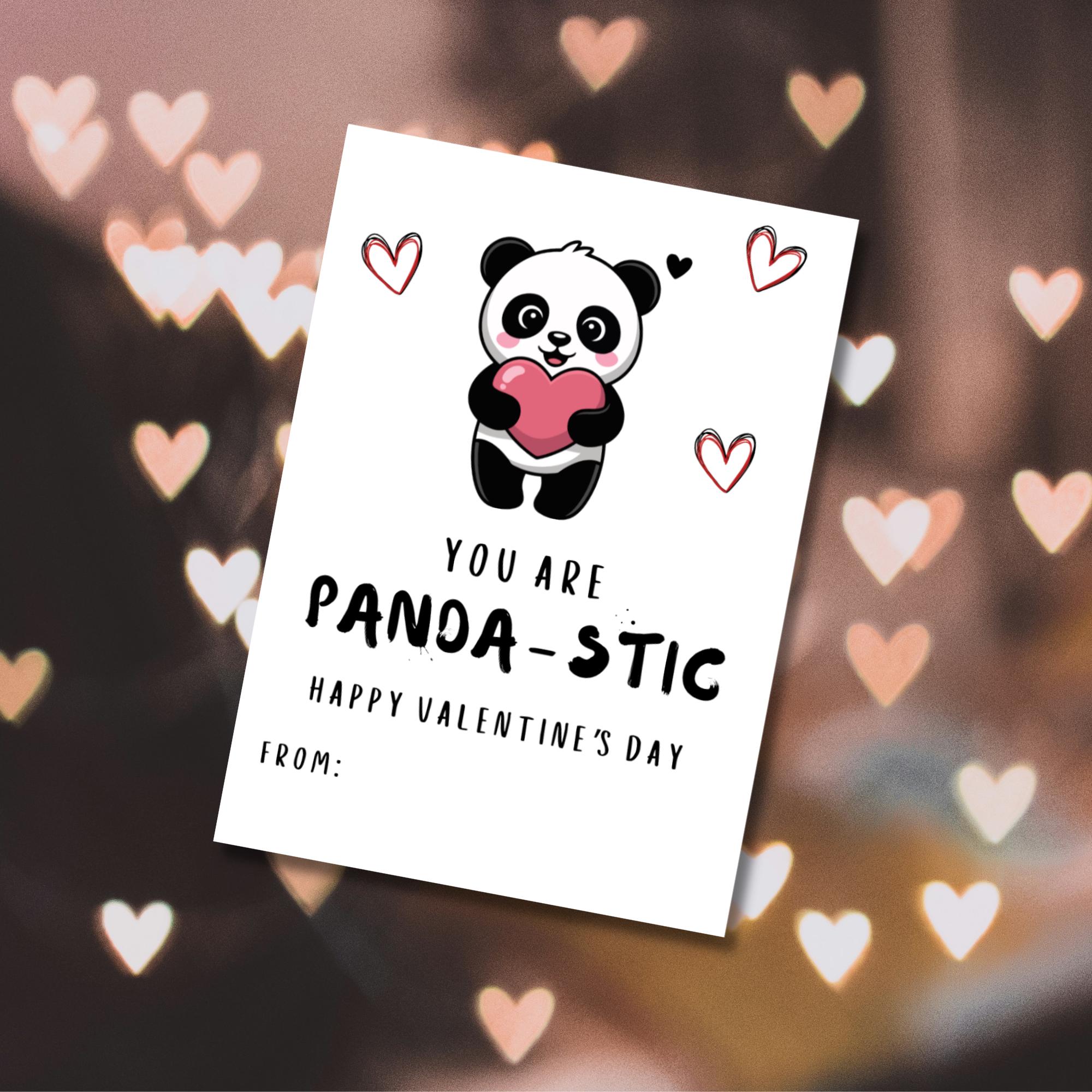 Funny Panda Valentine Cards Classroom Printable Kids School Valentines ...