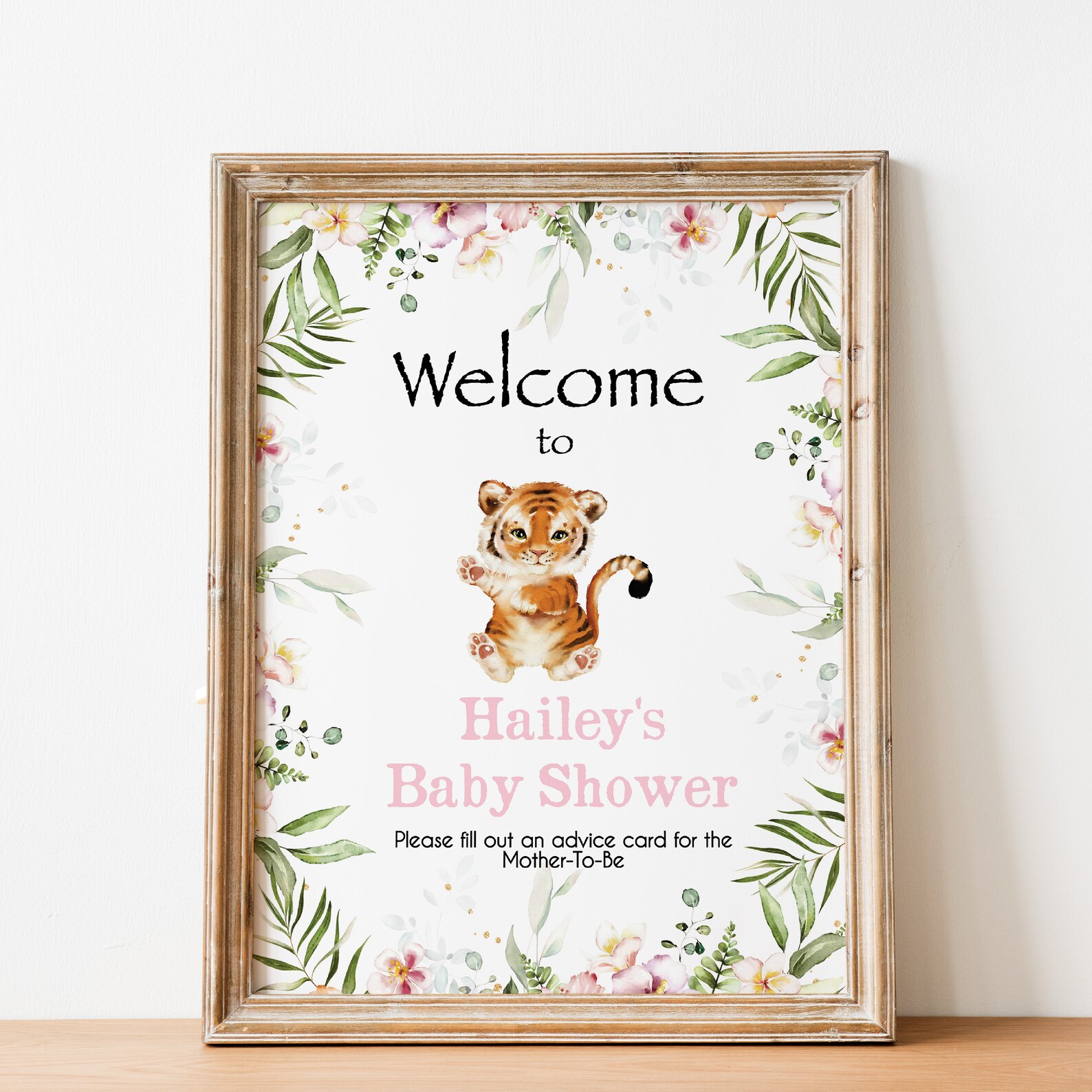 Tiger Baby Shower Welcome Sign Girl Tiger Shower Decor - Etsy