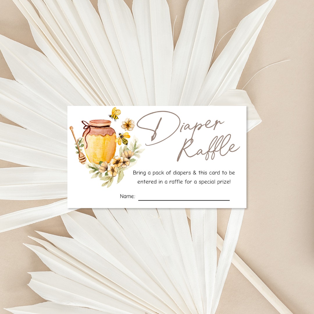 Bee Baby Shower Diaper Raffle Tickets Invitation Insert, Gender Neutral ...