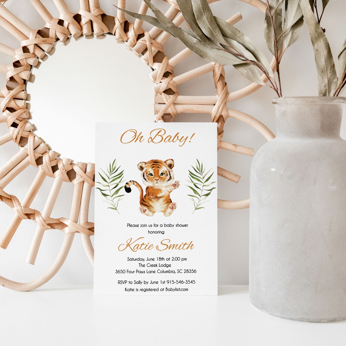 Tiger Baby Shower Invitation A Little Tiger is on the Way - Etsy