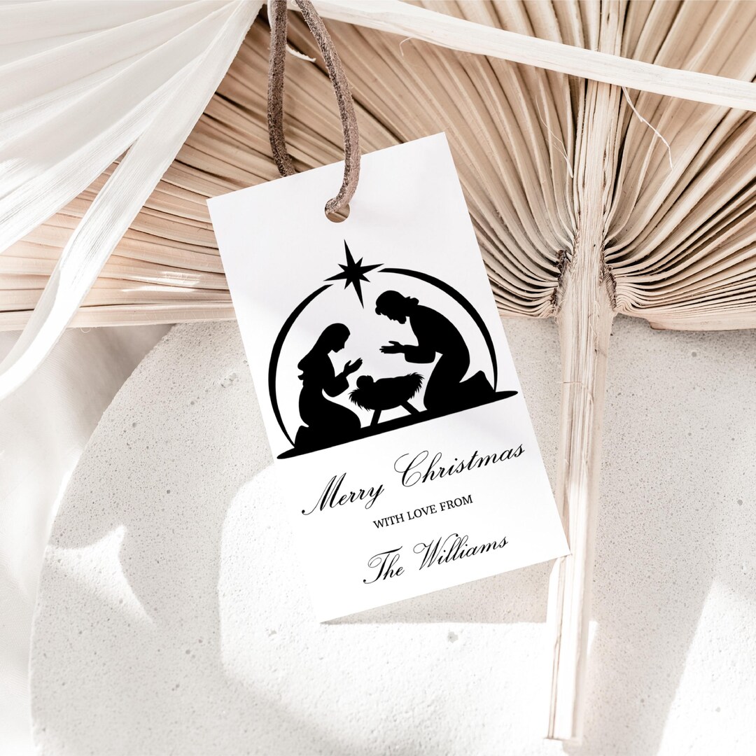 Christmas Gift Tag Printable, Printable Manger Gift Tag, Christian ...