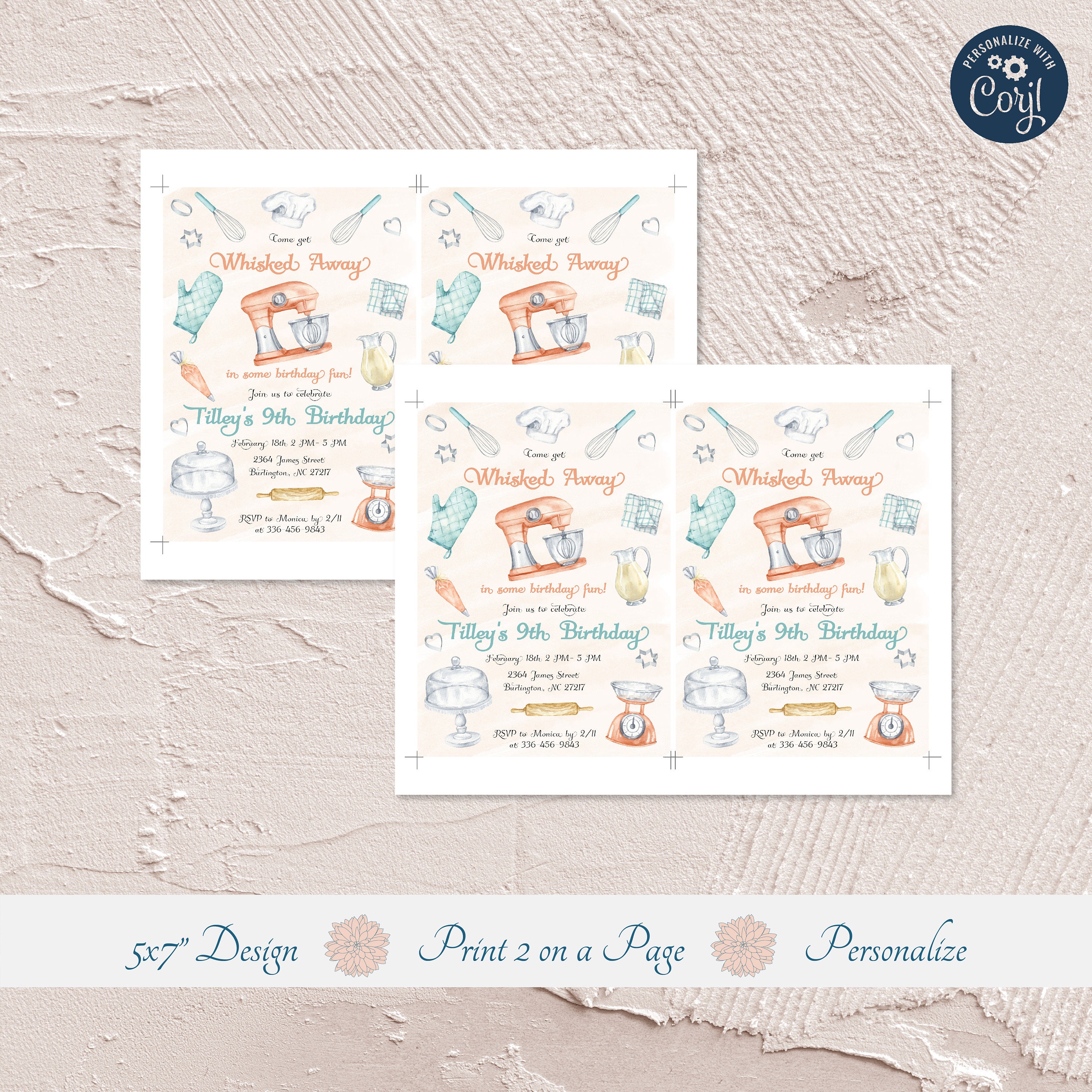 Baking Birthday Party Invitation, Kitchen Birthday Party Invite ...