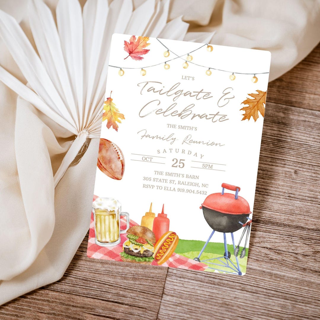 Tailgate Family Reunion Invitation, Football Family Get Together Invite ...
