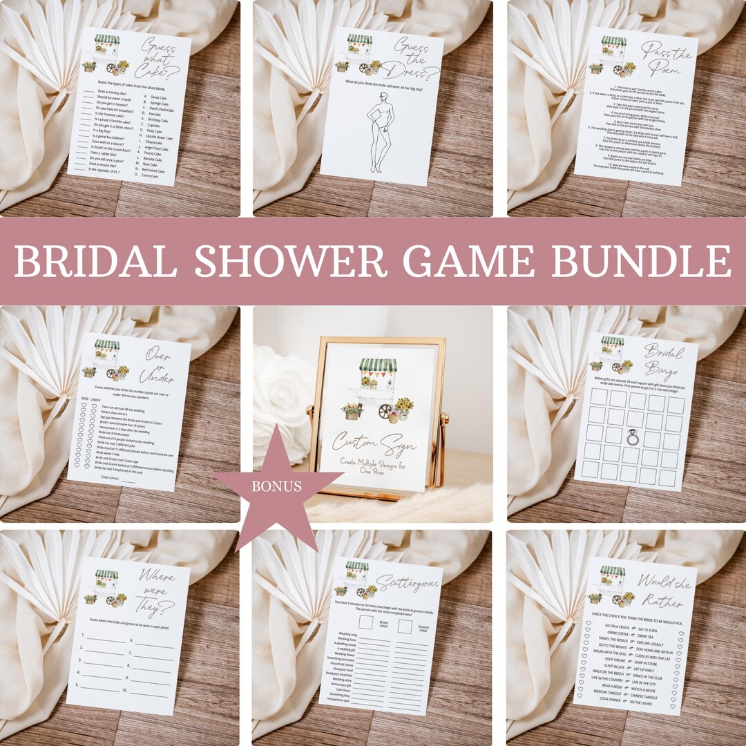 Flower Market Bridal Shower Game Bundle Editable Farmer's Market Games ...