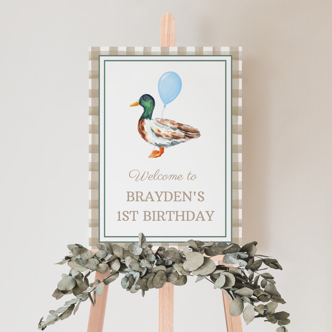One Lucky Duck Welcome Sign Editable Template Mallard Duck First ...