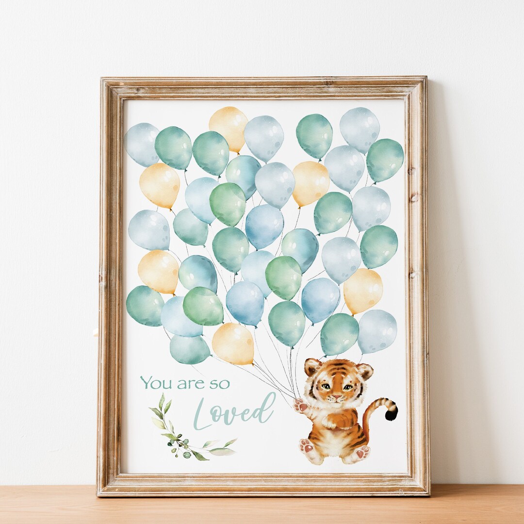 Tiger Baby Shower Sign, Guestbook Sign Alternative, Balloon, Wall Art ...