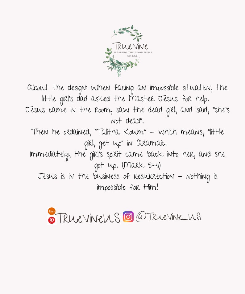 Christian Hoodie With Bible Verse, Words Said by Jesus, Talitha Koum ...