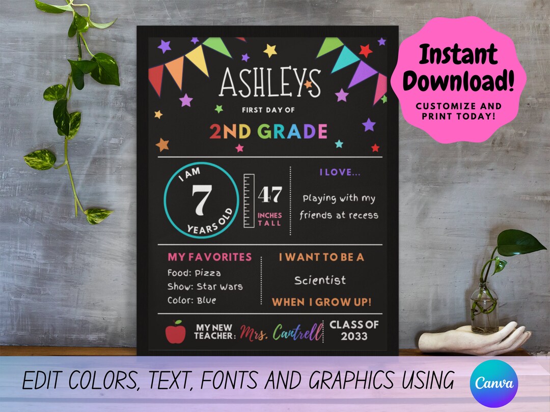 Printable, Editable First and Last Day of School Signs With Child ...