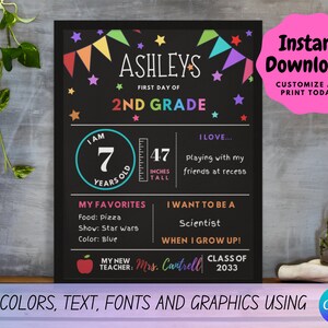 Printable, Editable First and Last Day of School Signs With Child ...