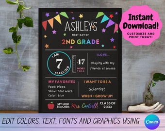 Printable Editable First and Last Day of School Signs With - Etsy