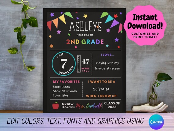 Printable Editable First and Last Day of School Signs With - Etsy