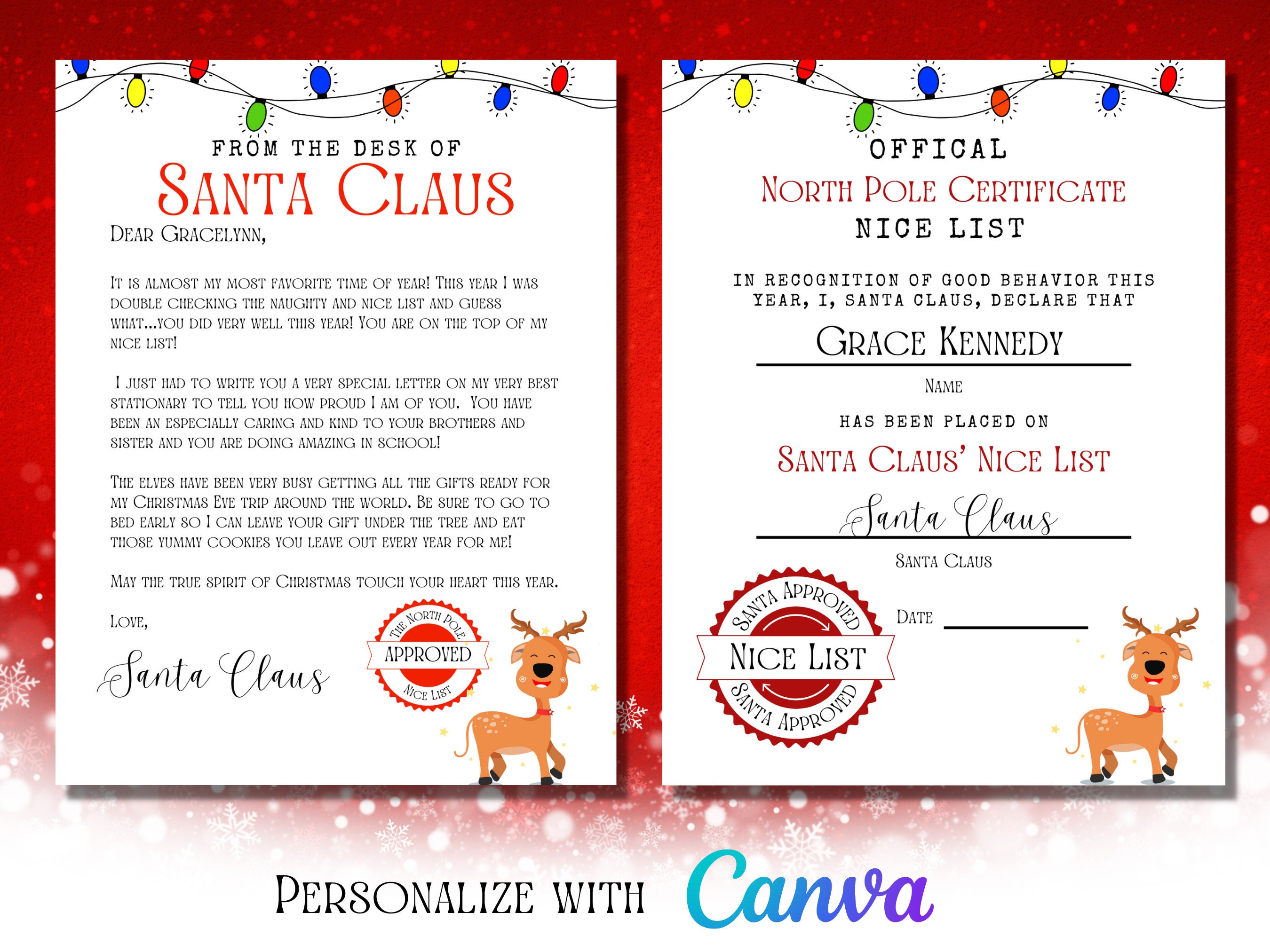 Personalized Santa Letter and Envelope Canva Template Letter From Santa ...