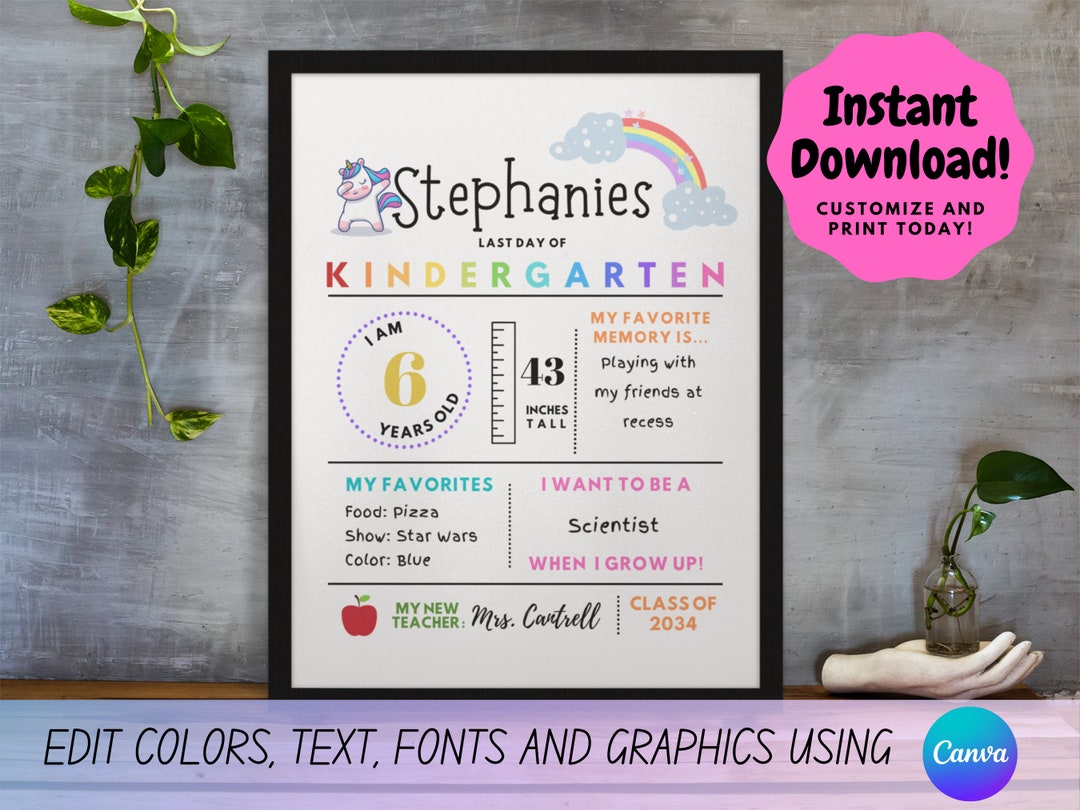 Printable, Editable First and Last Day of School Signs With Child ...