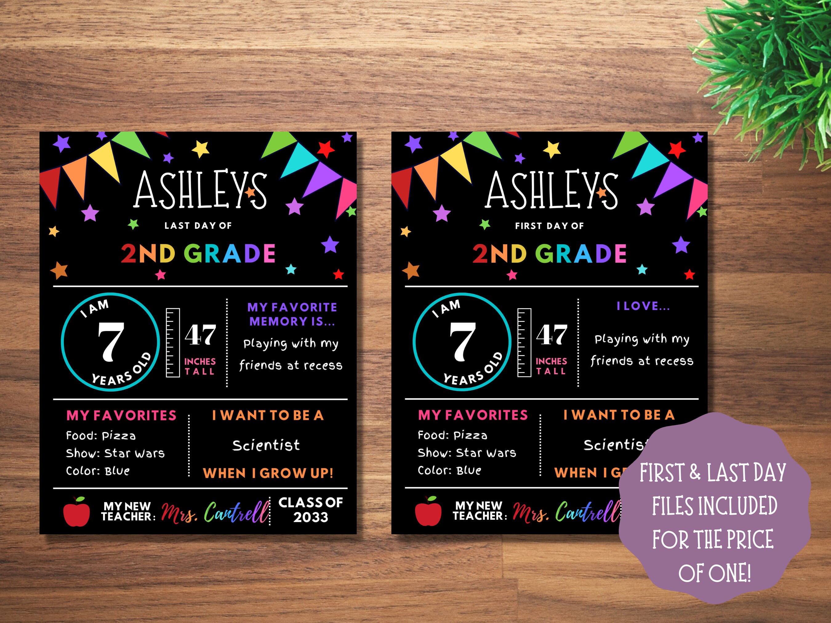 Printable, Editable First and Last Day of School Signs With Child ...