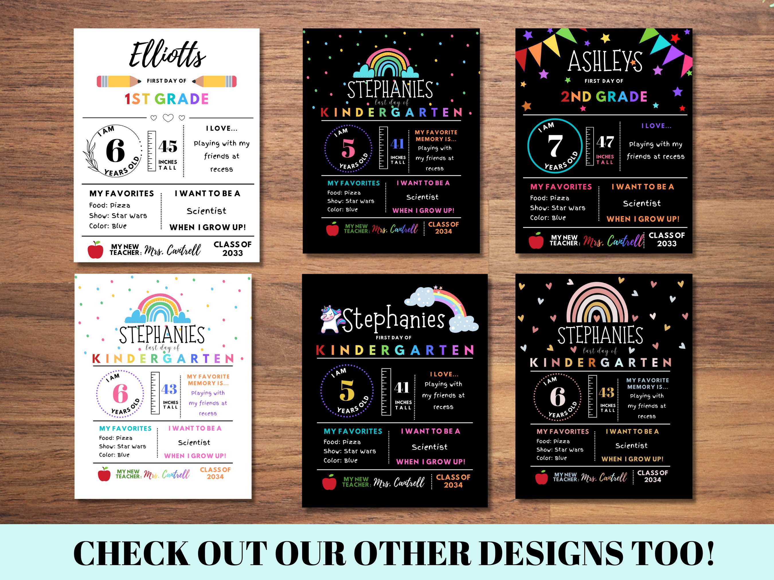 Printable, Editable First and Last Day of School Signs With Child ...