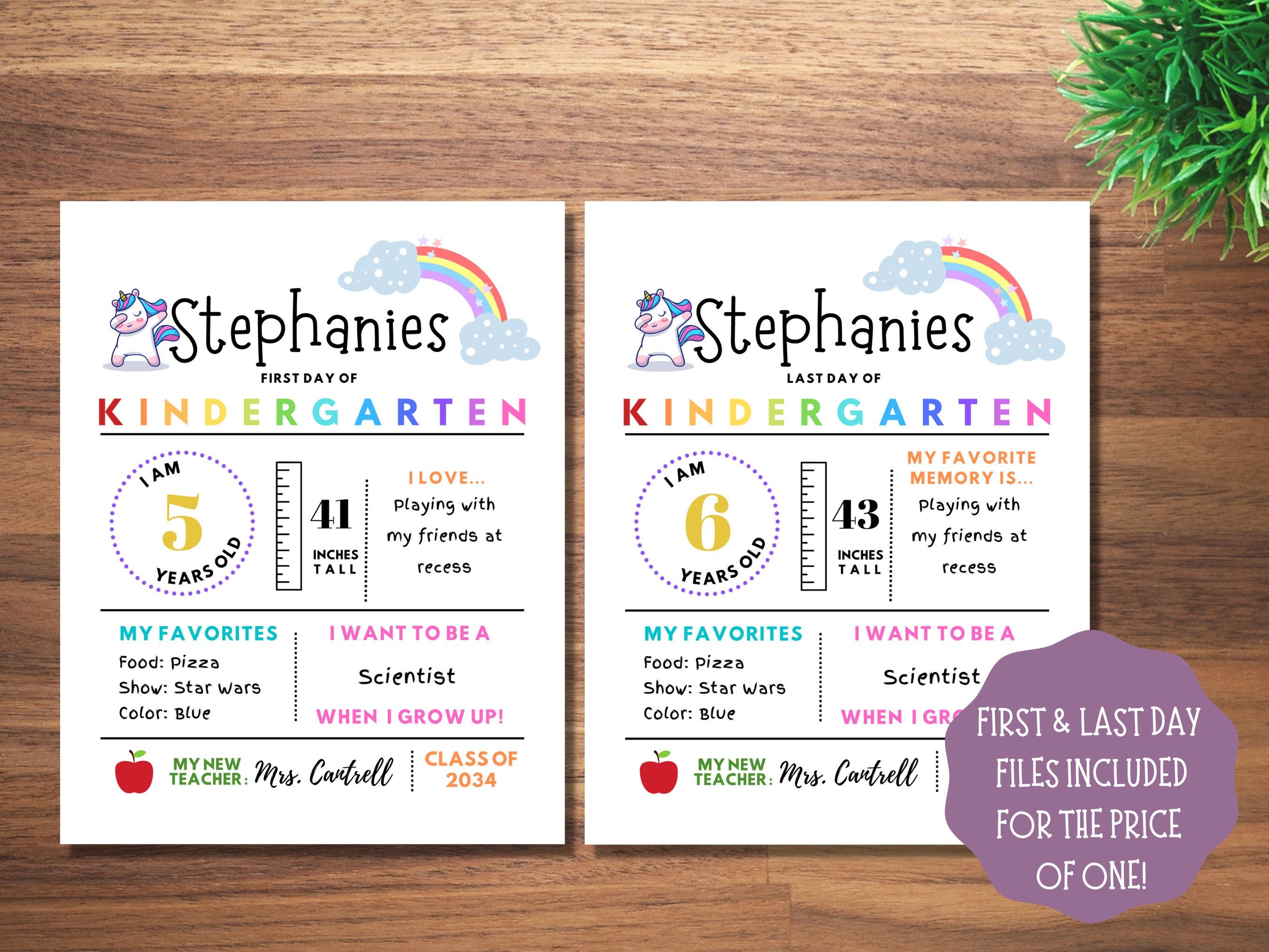 Printable, Editable First and Last Day of School Signs With Child ...